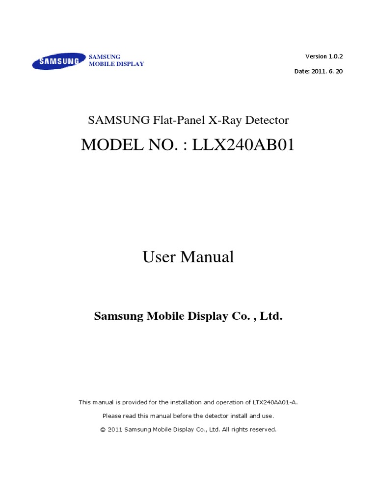SAMSUNG Flat-Panel X-Ray Detector User Manual | Download Free PDF ...