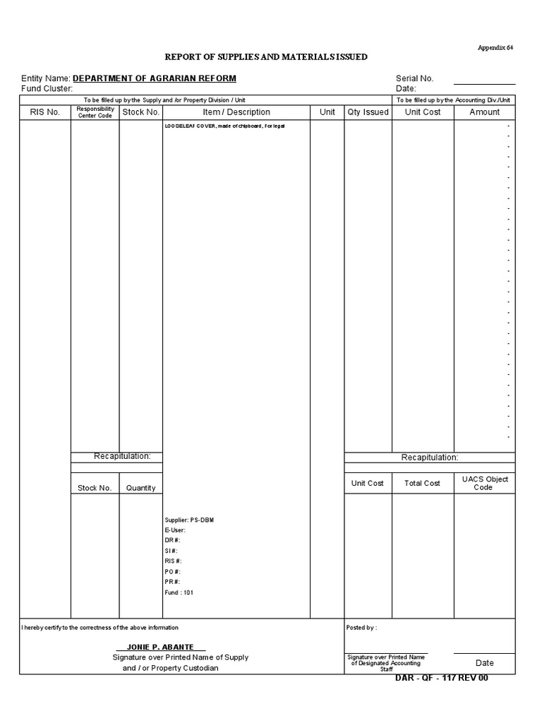 RSMI Blank Form | PDF | Notebook | Stationery