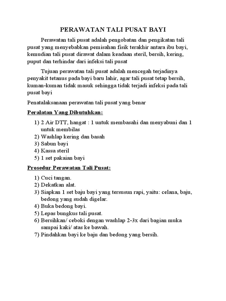 Perawatan Tali Pusat Bayi | PDF