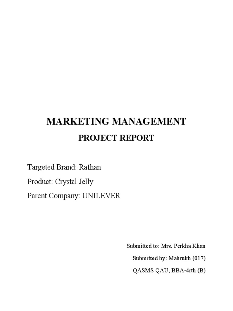 Marketing Management: Project Report | PDF | Desserts | Brand