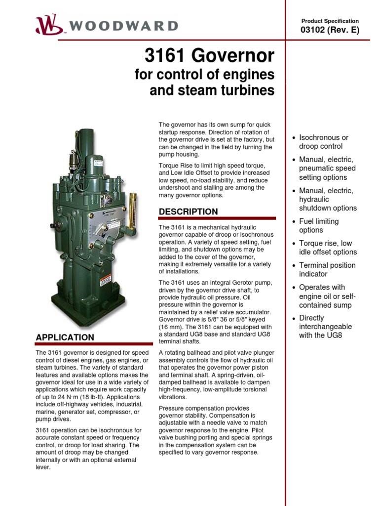 Woodward 3161 Governor | PDF | Horsepower | Engines