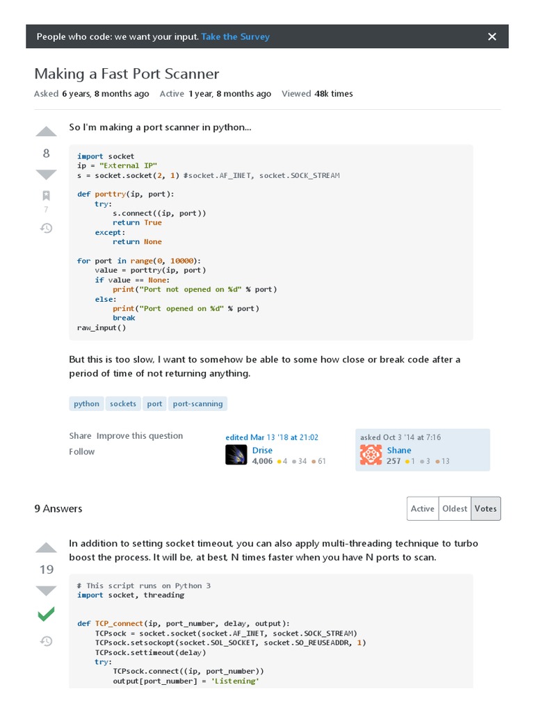 Python Making A Fast Port Scanner Stack Overflow Pdf Network Socket Image Scanner