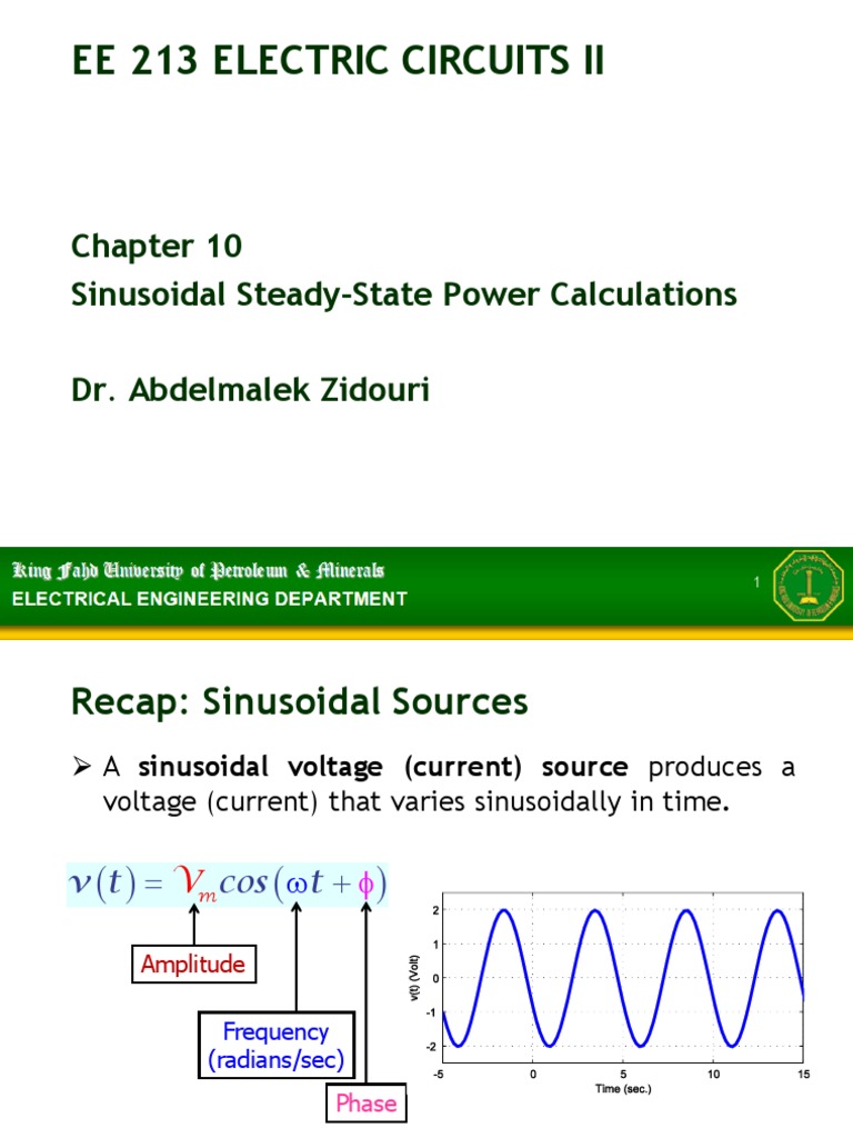 EE213-Unit 2 Ch10 Power | PDF | Ac Power | Root Mean Square