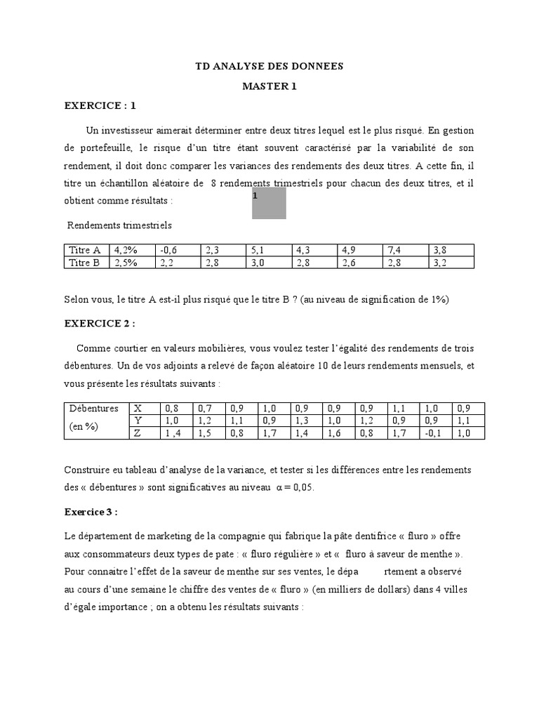 TD Stat - Master-1 | PDF | Analyse de régression