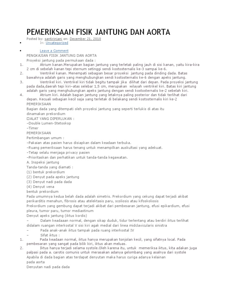 Pemeriksaan Fisik Jantung Dan | PDF