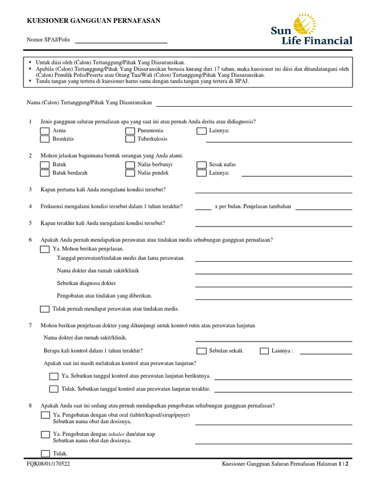 Breathing Health Questionnaire | PDF