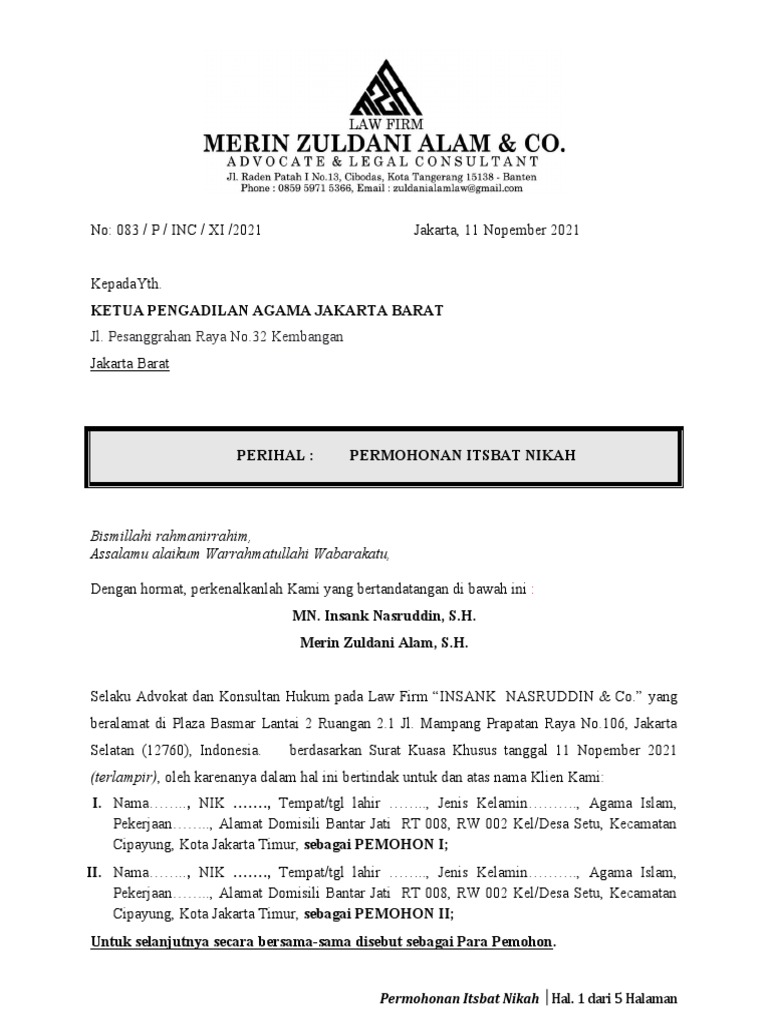 Permohonan Isbat Nikah Jaya | PDF