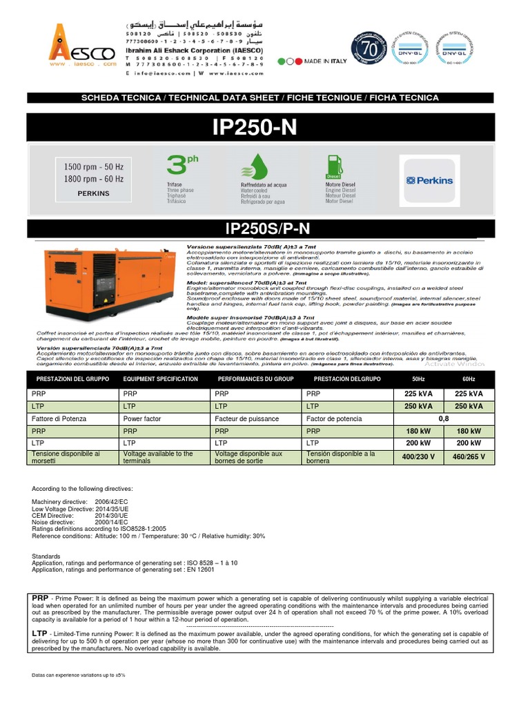 I P250S/P-N: Scheda Tecnica / Technical Data Sheet / Fiche Tecnique ...