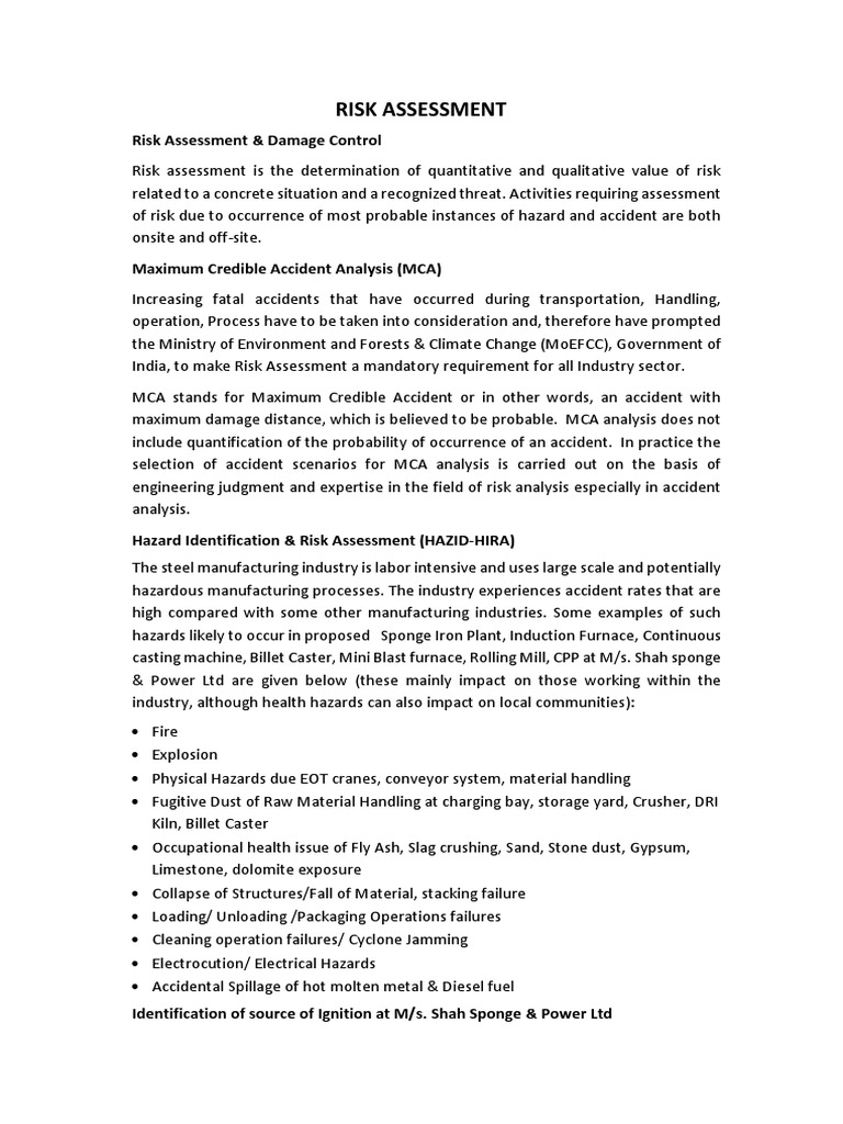 Risk Assessment & Damage Control | PDF | Emergency | Occupational ...