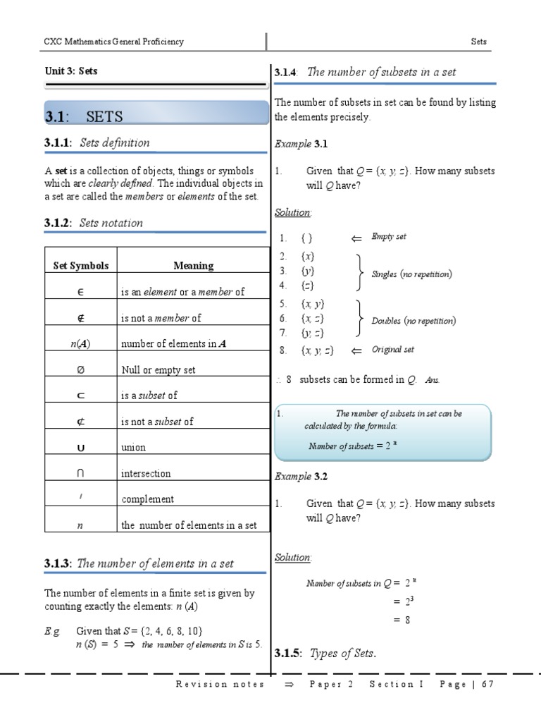 3.1.1: Sets Definition: The Number of Subsets in A Set | PDF | Set ...