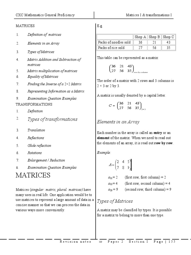 Matrices and Transformations | PDF | Matrix (Mathematics) | Determinant