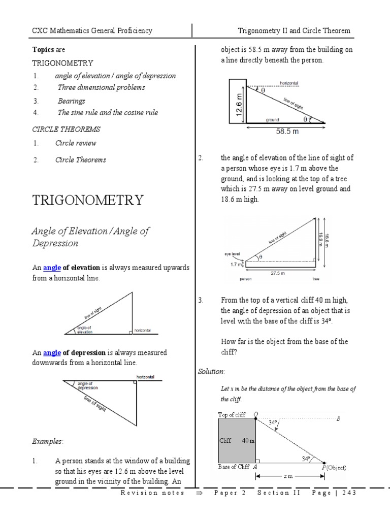 Trigonometry II and Circle Theorem | PDF | Sine | Circle