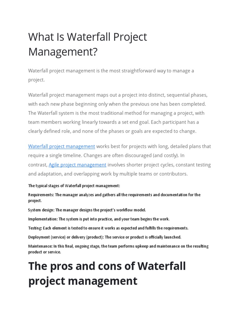 What Is Waterfall Project Management | PDF | Agile Software Development ...