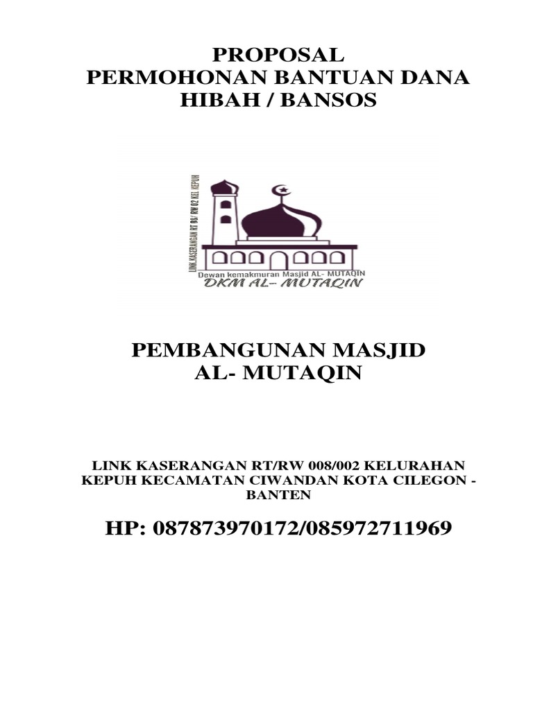 Proposal Permohonan Bantuan Dana Hibah / Bansos | PDF