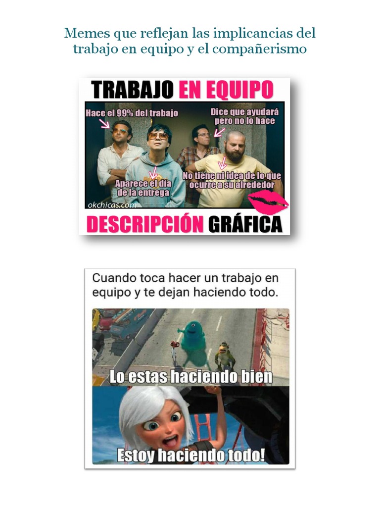Memes sobre trabajo en equipo y compañerismo | PDF