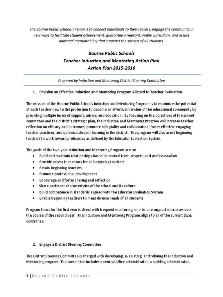 Bourne Public Schools Teacher Induction and Mentoring Action Plan 2015 ...