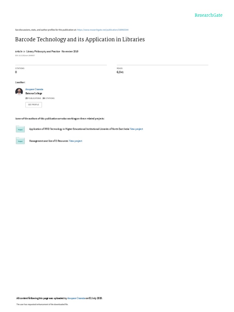 Barcode Technology and Its Application in Libraries: Library Philosophy ...