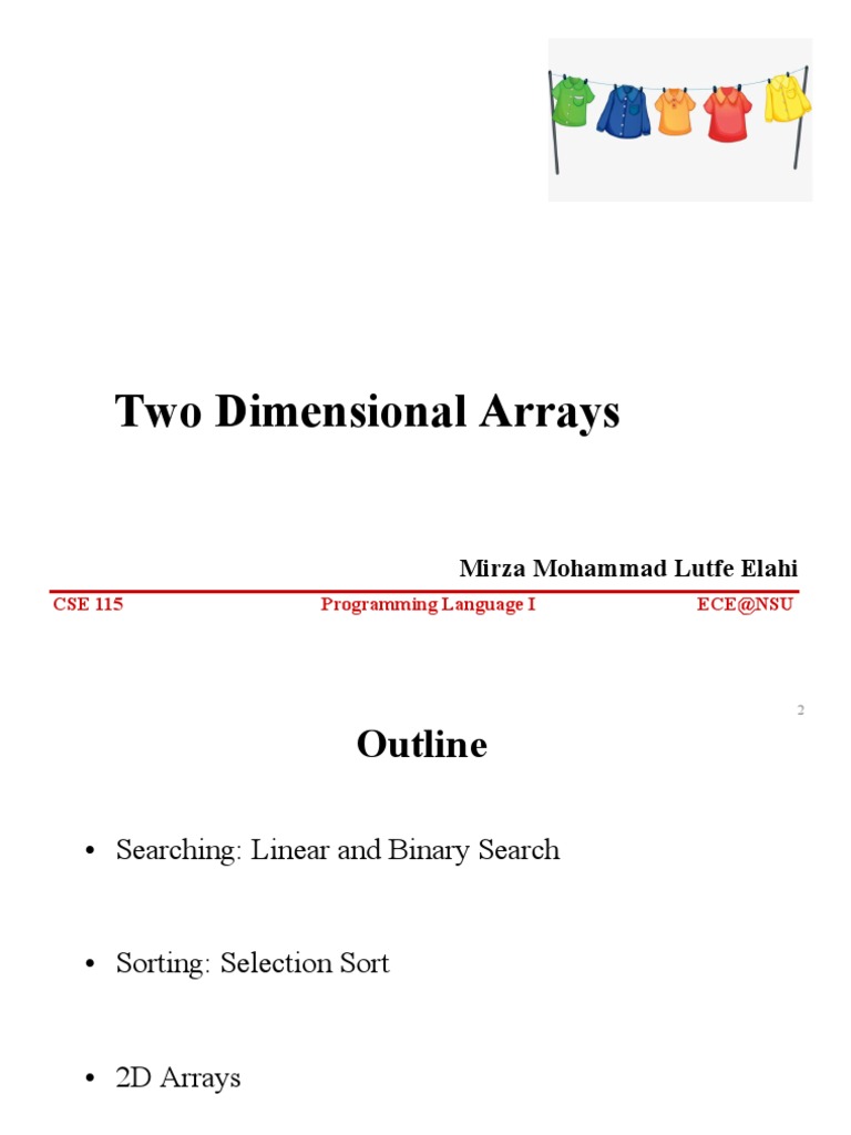 Two Dimensional Arrays: Mirza Mohammad Lutfe Elahi | Download Free PDF | Array Data Structure ...