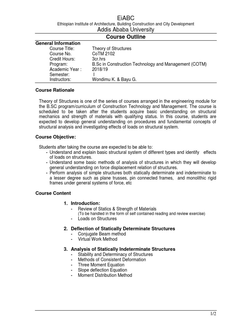 COTM 2102 Course Outline (2021-22) | PDF | Structural Analysis | Cognition