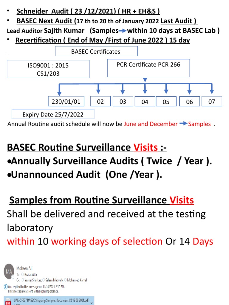 Last Audit) Sajith Kumar (Samples Within 10 Days at BASEC Lab) | PDF