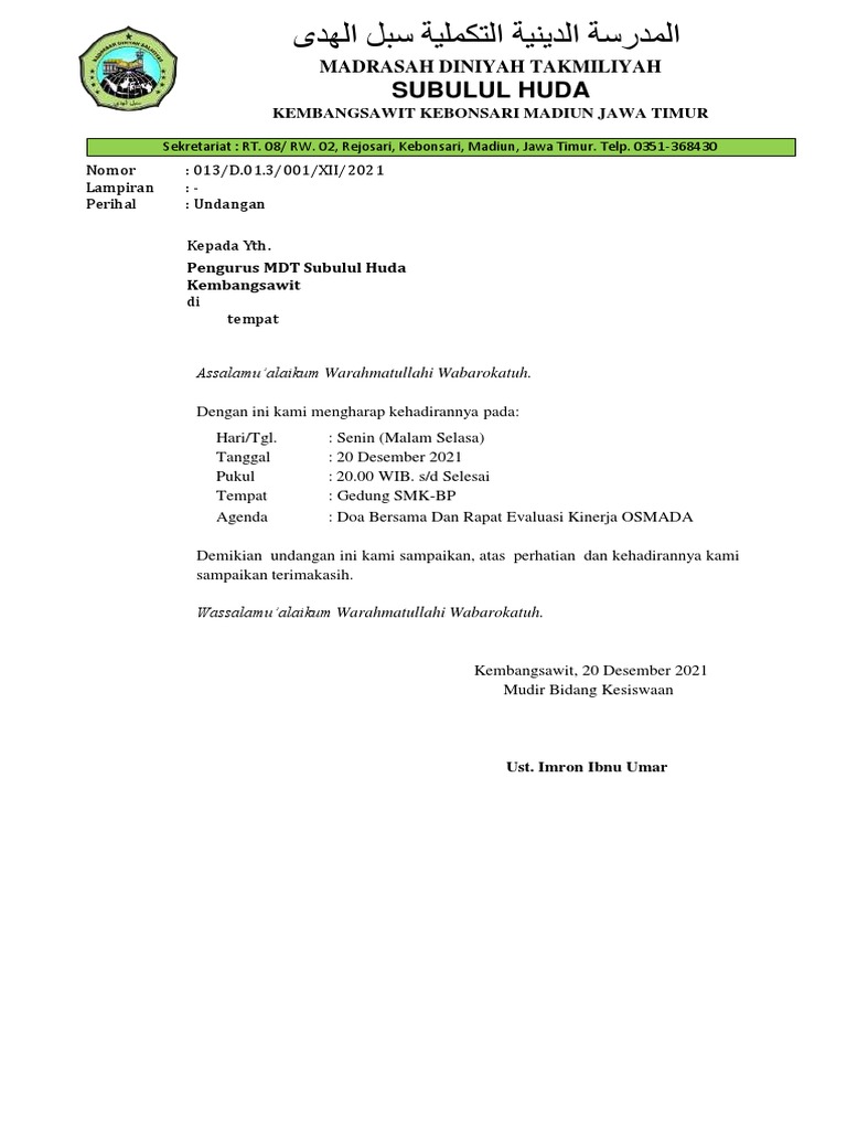 Contoh Undangan Resmi | PDF