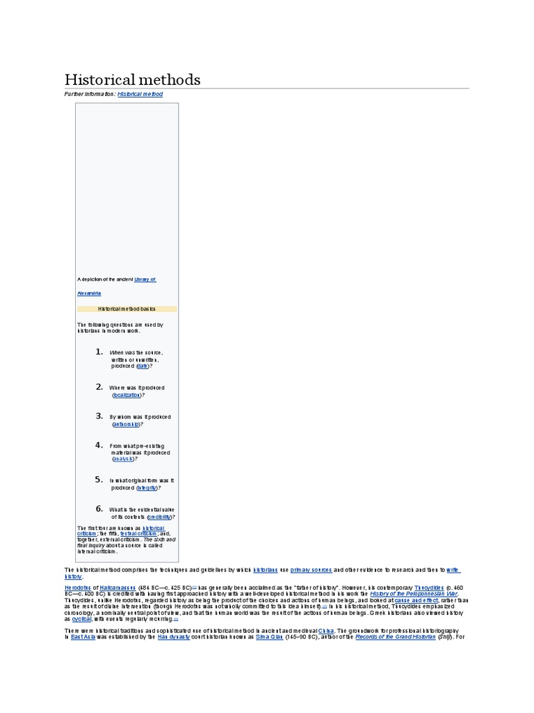 Historical Methods | PDF | Historian | Academia