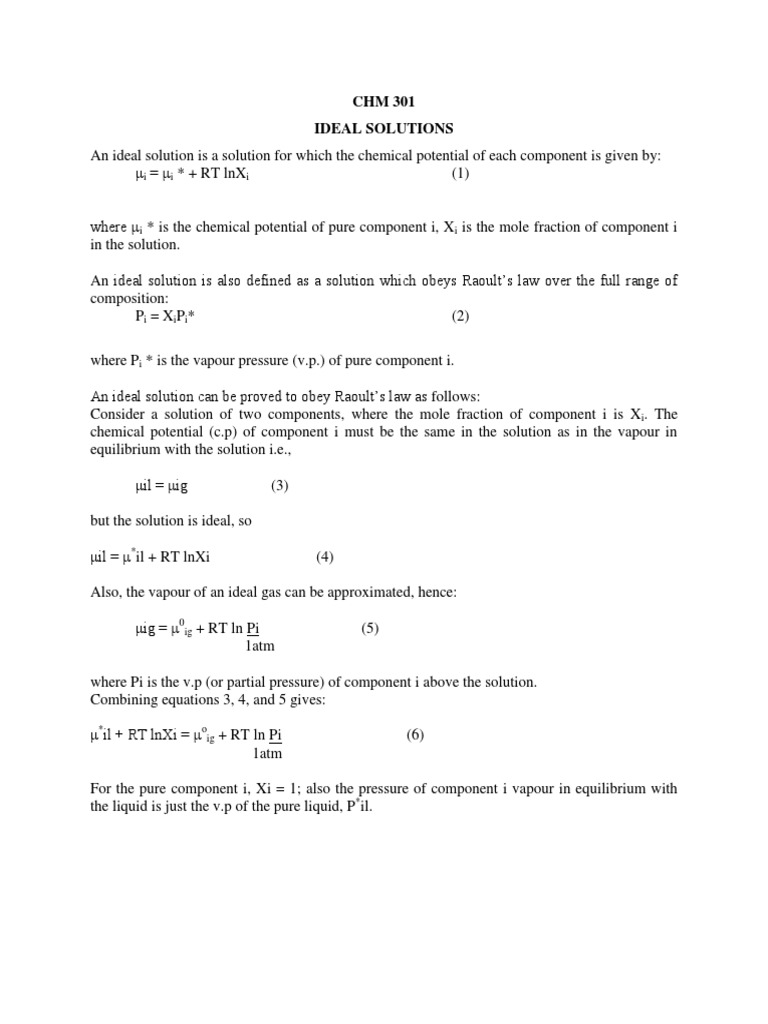 CHM 301 Note 1 | PDF | Solution | Mechanical Engineering