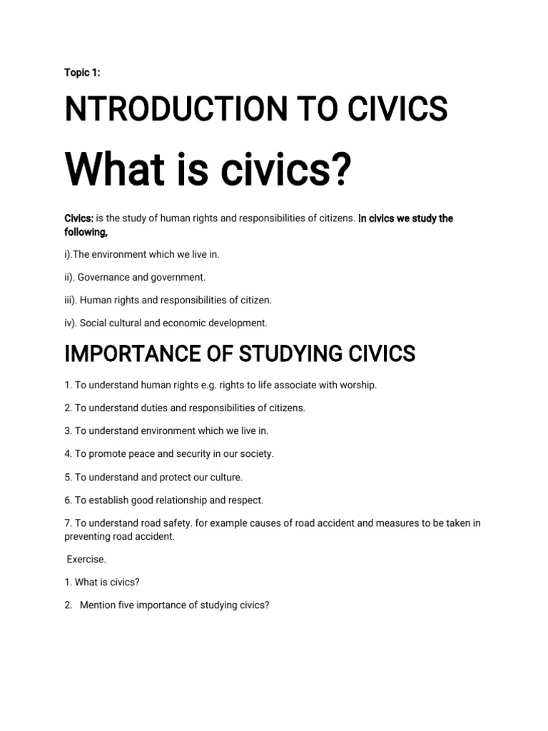 Introduction to the Study of Civics | PDF
