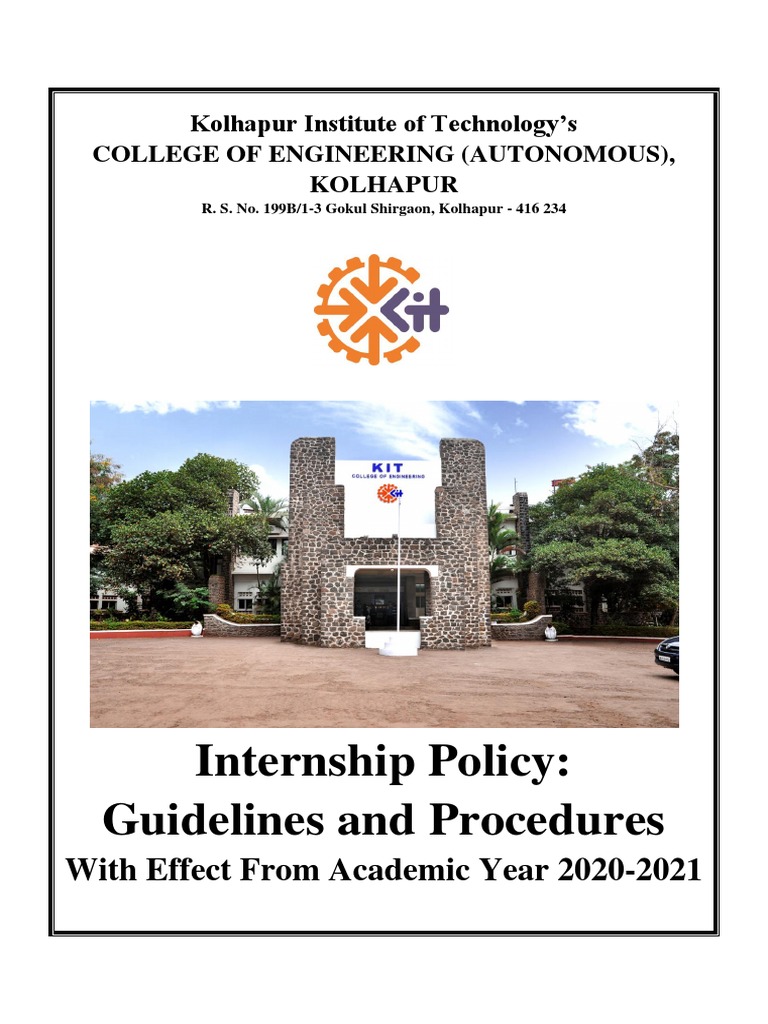 Internship Policy: Guidelines and Procedures: With Effect From Academic ...