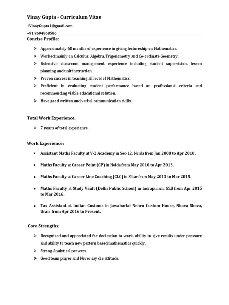 Vinay Gupta - Curriculum Vitae: Concise Profile | PDF