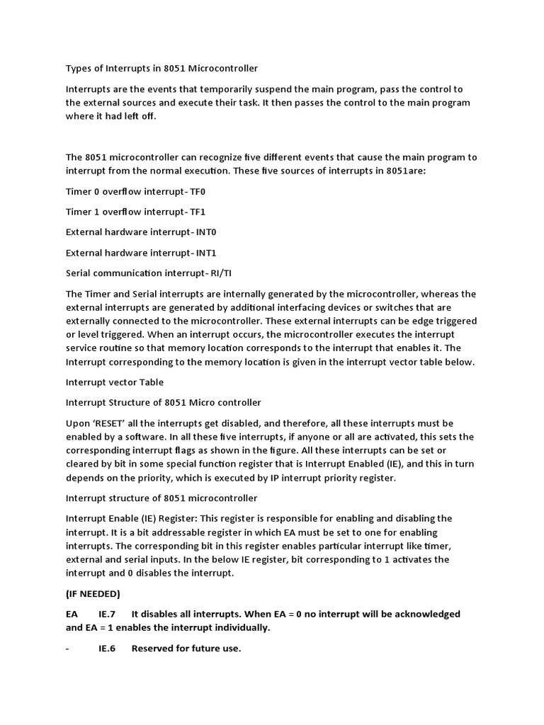 8051 Interrupt Types | PDF | Microcontroller | Subroutine
