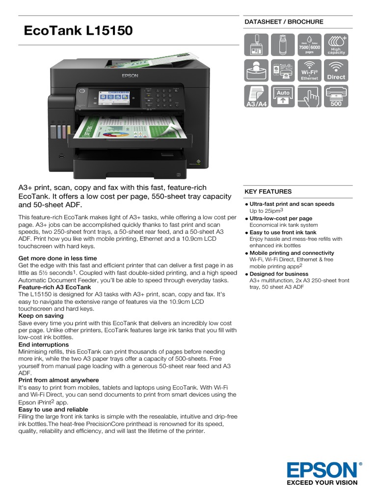 Epson l15150 Spesifikasi | PDF | Fax | Printer (Computing)