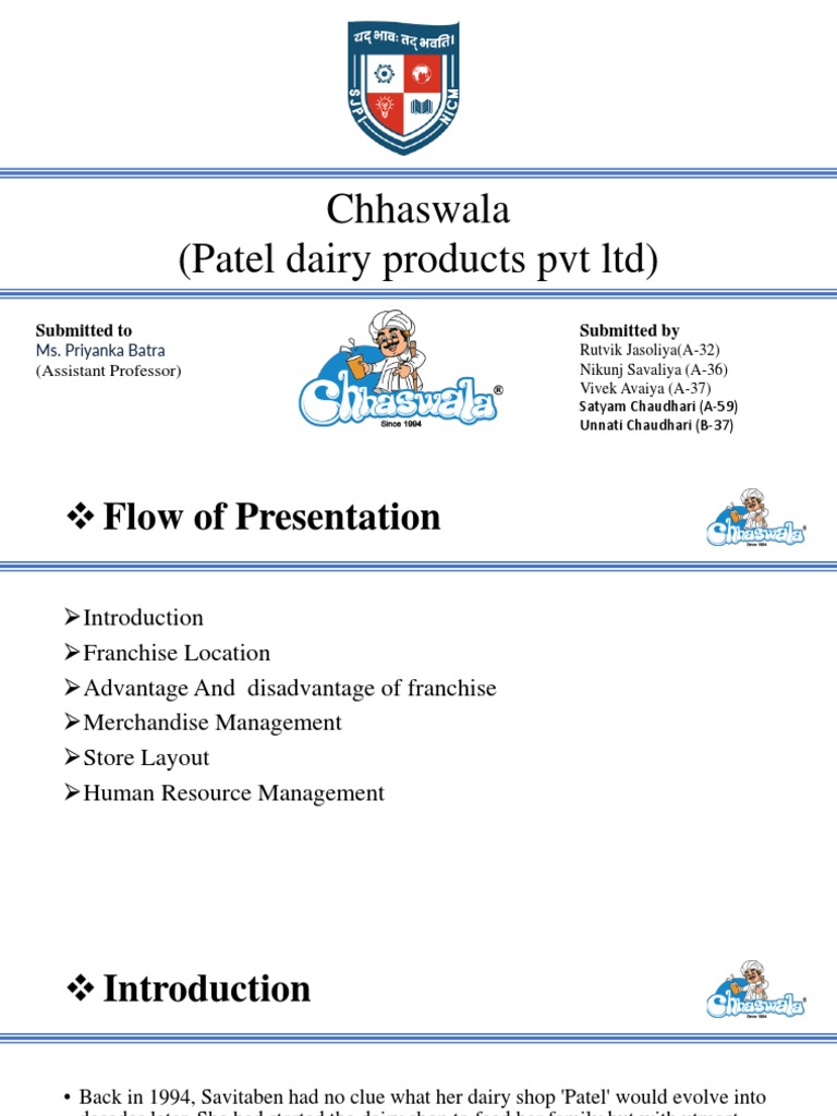 Chhaswala (Patel Dairy Products PVT LTD) : Submitted To Submitted by | PDF