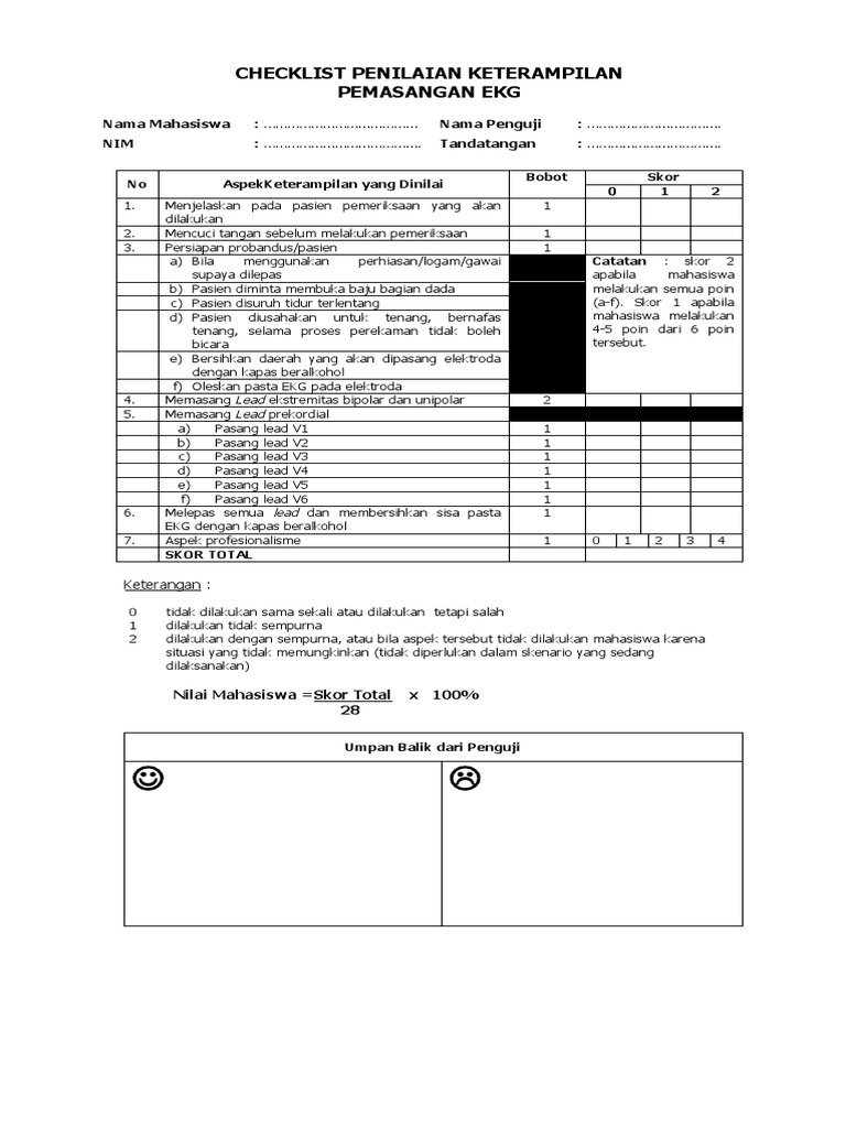 Checklist Pemasangan Ekg | PDF