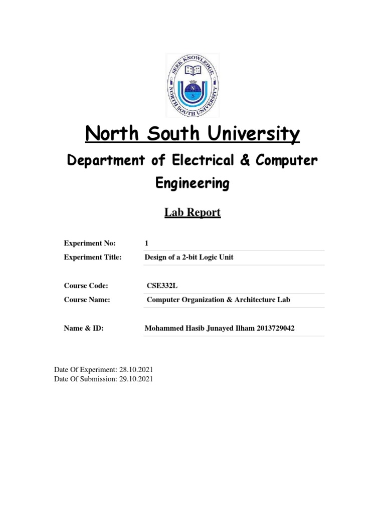 CSE332 Lab Report 1 | PDF | Bit | Computing