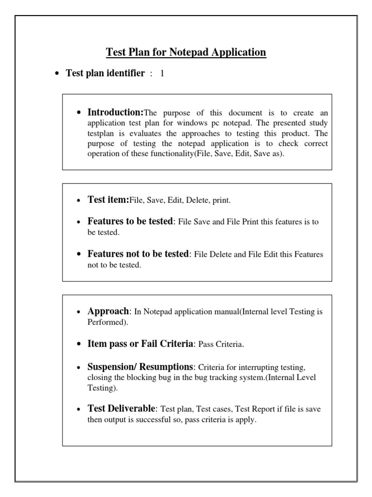 Notepad Application Test Plan | PDF