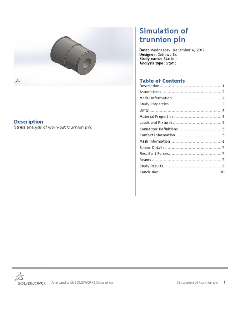 Stress Analysis of Worn-Out Trunnion Pin | PDF | Young's Modulus ...