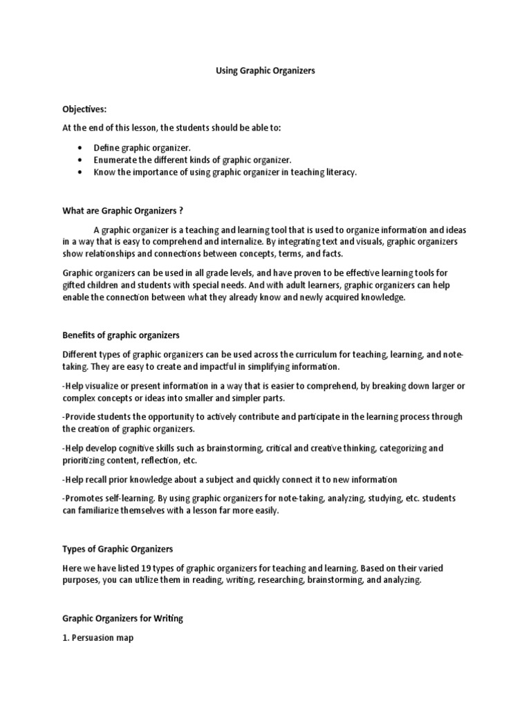 Using Graphic Organizers | PDF | Cognition | Behavior Modification