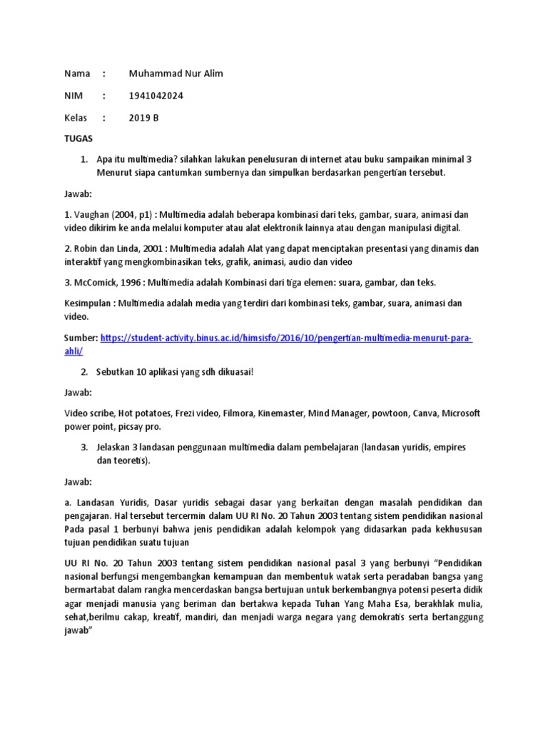 Tugas Multimedia dan Aplikasi | PDF