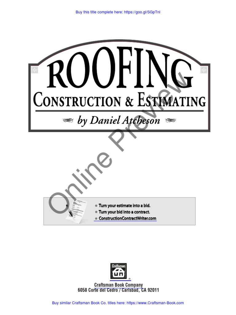 Roofing Construction Estimating Book Preview | PDF