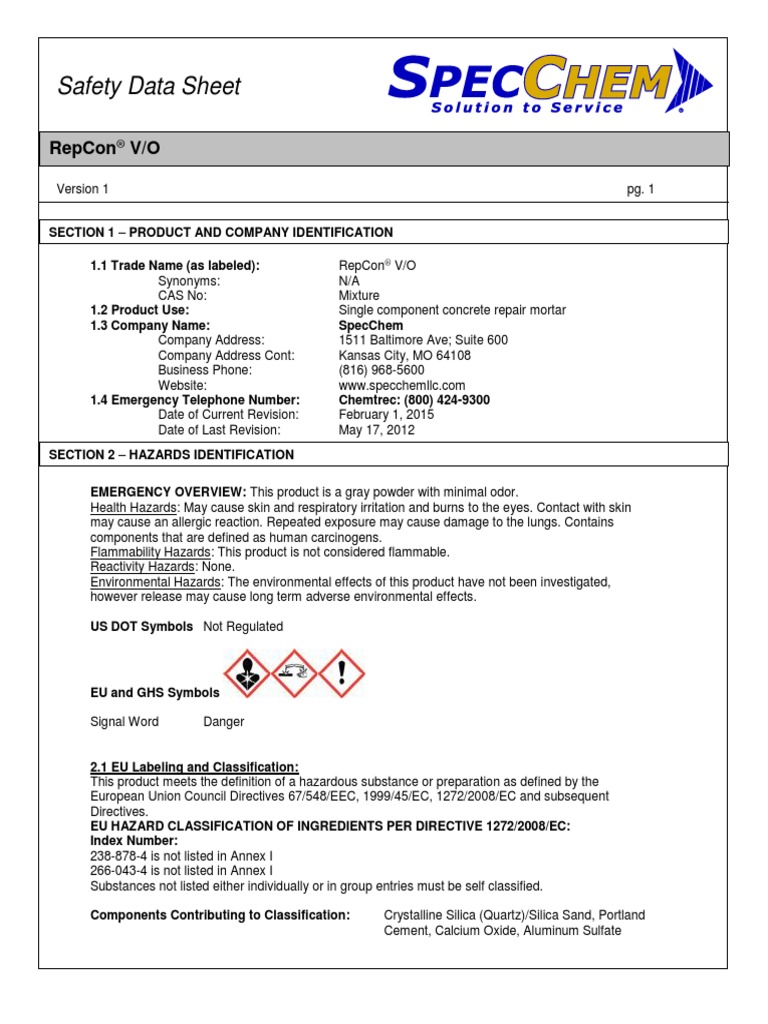 Repcon Vo Sds | PDF | Dangerous Goods | Workplace