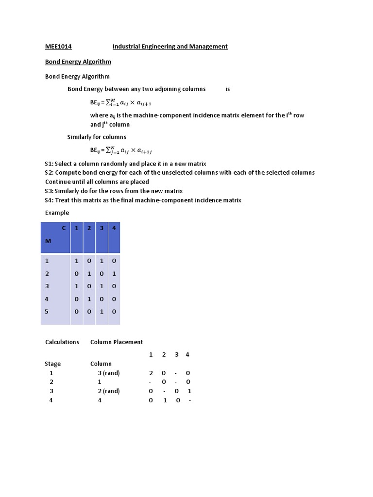 BEA Bond Energy Algorithm | PDF