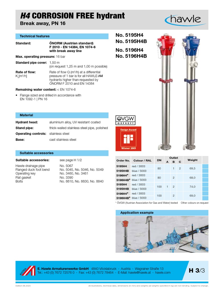 HAWLE - Fire Hydrant Catalogue | PDF | Pipe (Fluid Conveyance ...