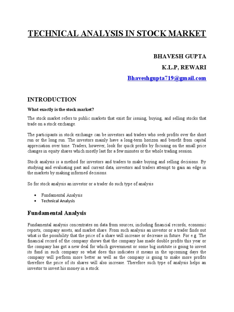 Technical Analysis in Stock Market: Bhavesh Gupta K.L.P, Rewari | PDF ...