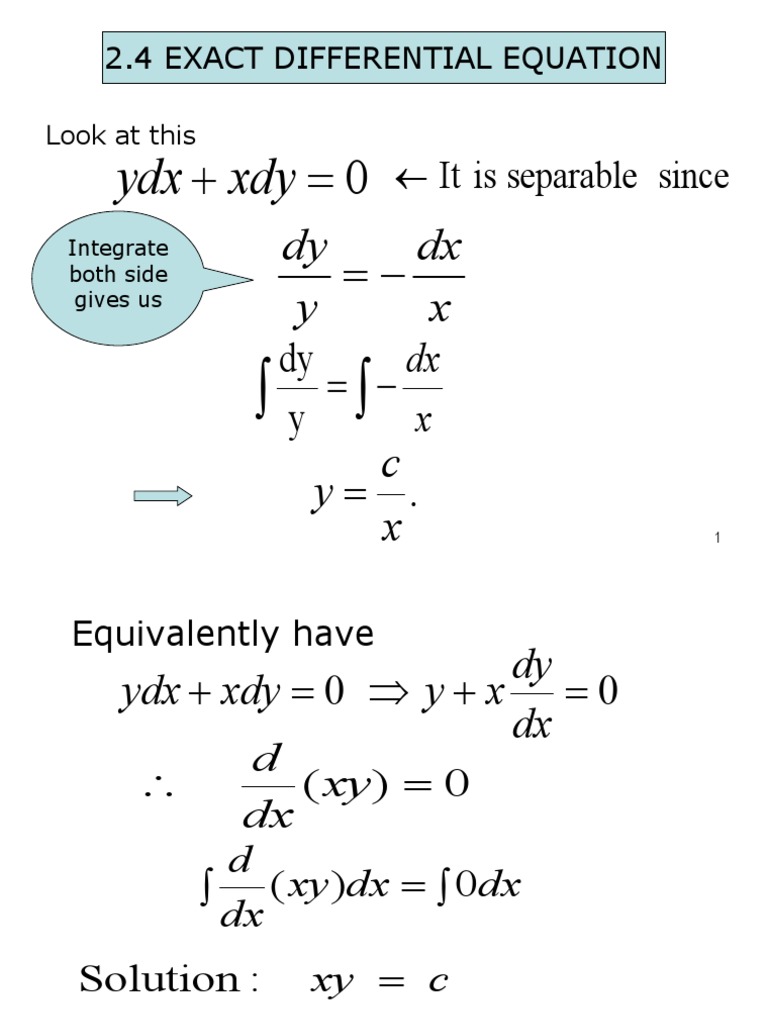 Exact Differential Equations Explained | PDF | Equations | Derivative