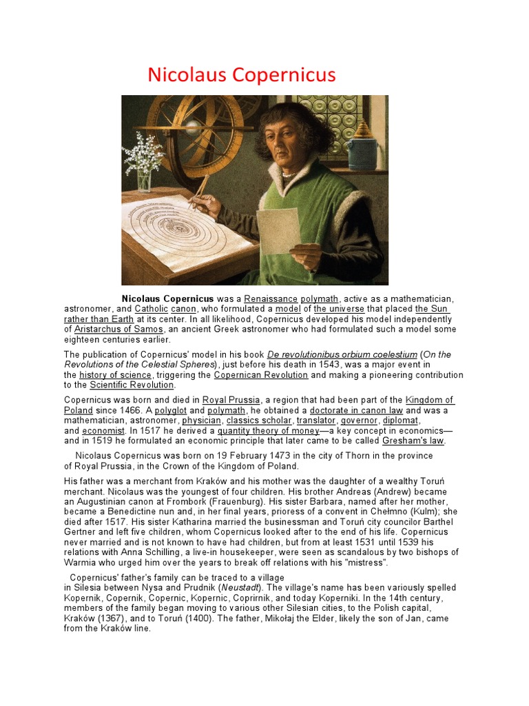 Nicolaus Copernicus: Renaissance Polymath Who Formulated the Sun ...