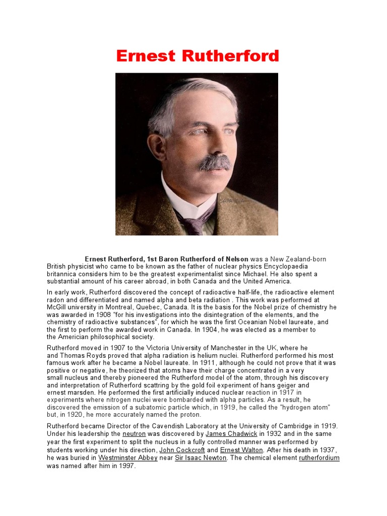 Ernest Rutherford | PDF | Nuclear Chemistry | Atoms