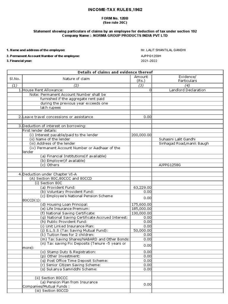 Form 12 BB | PDF | Financial Services | Economies