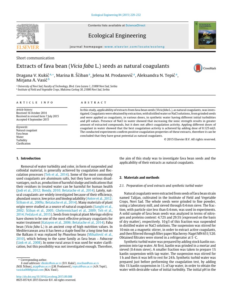 9.extracts of Fava Bean (Vicia Faba L.) Seeds As Natural Coagulants ...