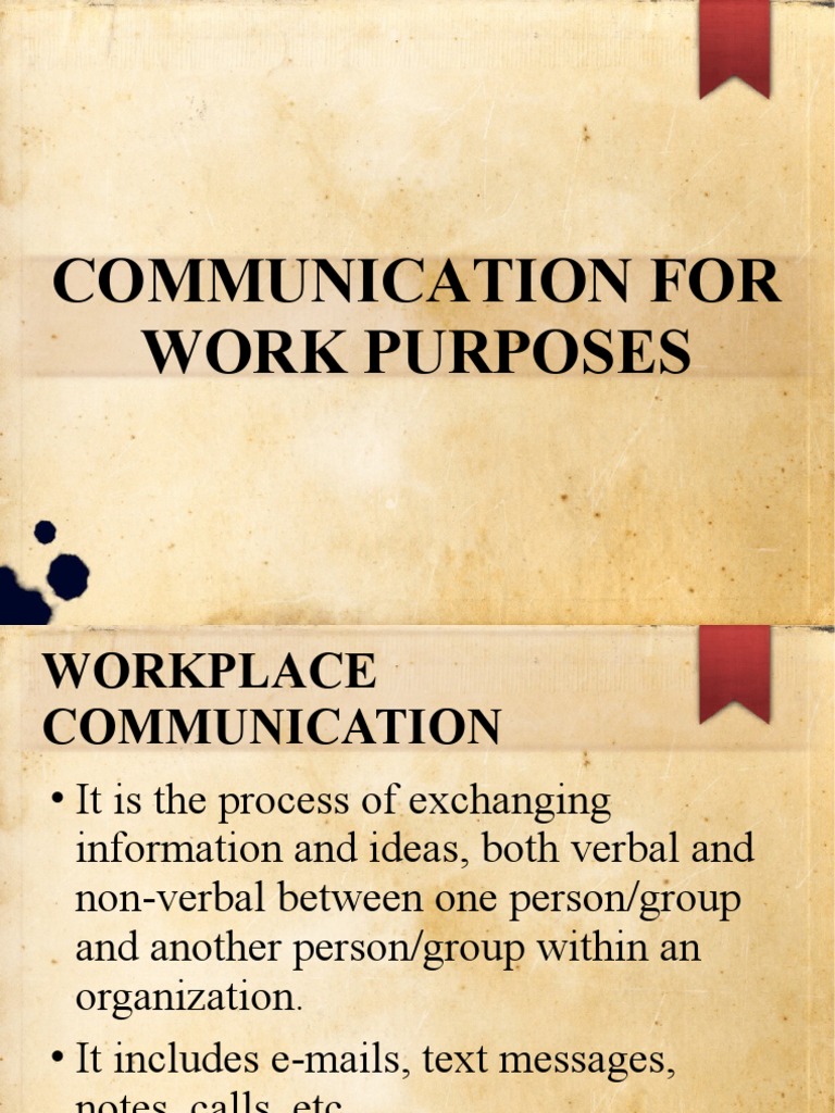 Communication For Work Purposes | PDF | Communication | Health Care